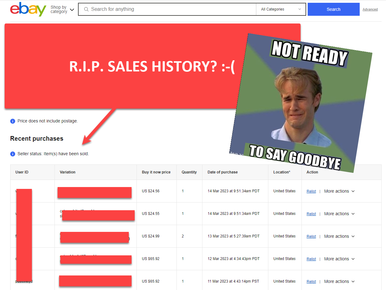 eBay sold history GONE?! Why and is there a Solution? ⋆ DSComparison